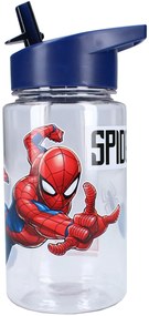 Plastová láhev na pití Spiderman s brčkem a ouškem - 450 ml