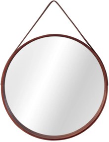 Tutumi Kulaté zrcadlo Loft 59 cm dřevěné hnědé