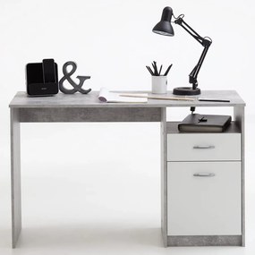 FMD Psací stůl s 1 zásuvkou 123 x 50 x 76,5 cm betonově šedý a bílý - Default Title