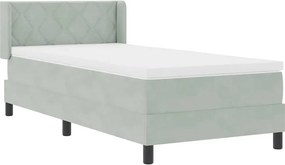 Postel s boxspringem s čelo Světle šedá 200 x 90 cm samet 3341504