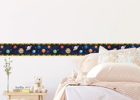 Dětská samolepící bordura na zeď Kosmický Průvod | 5 m x 13.8 cm | DWBD8257