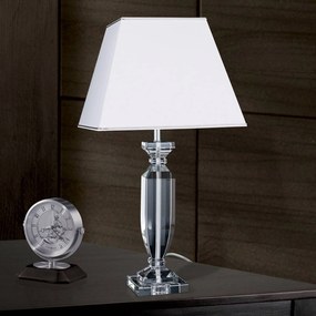 Stolní lampa Pokal s křišťálem chrom/bílá