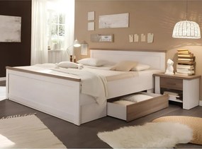Postel LUMERA 180x200, 2x noční stolek, pinie bílá / dub sonoma truflový Kondela 0000187111