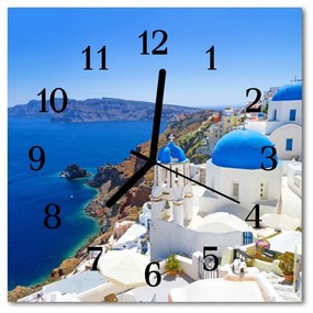 Nástenné skleněné hodiny Santorini