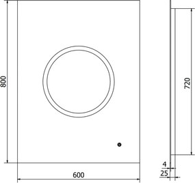 Mexen Koga, LED koupelnové zrcadlo s podsvícením 60 x 80 cm, 6000K, ochrana proti zamlžování, 9821-060-080-611-00