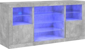 Příborník s LED osvětlením betonově šedý 142,5 x 37 x 67 cm 3209089