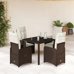 5dílný zahradní bistro set s poduškami hnědý polyratan 3277065