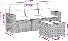 4dílná zahradní sedací souprava s poduškami béžová polyratan 3251005