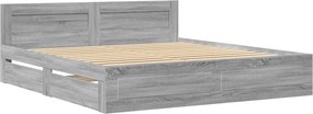 Rám postele s čelem šedý sonoma 200 x 200 cm kompozitní dřevo 3295539