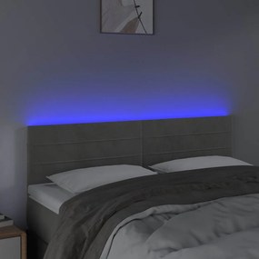Čelo postele s LED světle šedé 144 x 5 x 78/88 cm samet 3121800