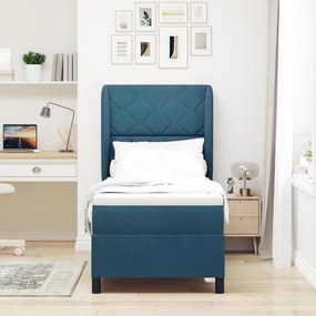 Postel s boxspringem s čelo Tmavě modrá 200 x 80 cm samet 3340956
