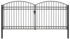 vidaXL Dvoukřídlá zahradní brána s obloukem ocelová 400 x 200 cm černá