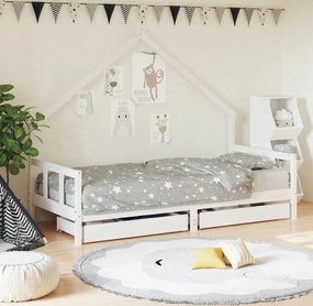 vidaXL Dětská postel se zásuvkami 90x190 cm masivní borové dřevo [834547] Barva: Bílá
