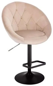LuxuryForm DESIGN Barová židle VERA VELUR na černé kulaté podstavě - latte