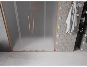 Mexen Velar L Duo, posuvné sprchové dveře do otvoru 150 cm, 8mm sklo námraza, měděná matná, 871-150-003-32-65