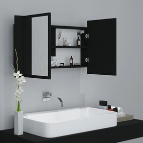 LED koupelnová skříňka se zrcadlem černá 80 x 12 x 45 cm akryl - Default Title