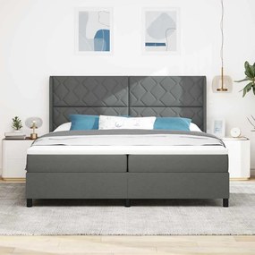 Postel s boxspringem s polštářem Tmavě šedá 200 x 200 cm textil 3341729