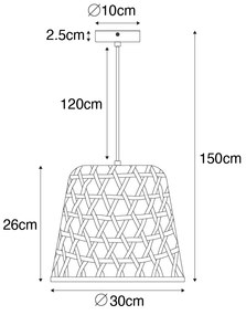 Orientální závěsné svítidlo černé s bambusovou - Rayan