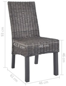 Jídelní židle 4 ks hnědé ratan kubu a mangovníkové dřevo - Default Title