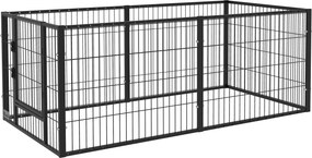 PawHut 6-panelový psí výběh s nastavitelnou šířkou ocelového rámu 82,5-150x79x61 cm Černý