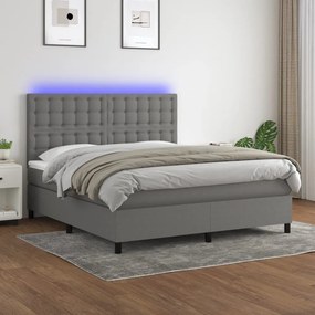 Box spring postel s matrací a LED tmavě šedá 180x200 cm textil 3135214