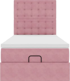 Osmanský rám postele s matracemi růžová 90x190cm samet 3313588