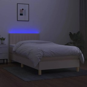 Box spring postel s matrací a LED krémová 90x190 cm textil 3133842