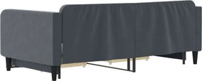 Válenda s přistýlkou a zásuvkami tmavě šedá 100 x 200 cm samet 3197119