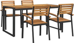 5dílný zahradní jídelní set masivní akáciové dřevo a kov 3155408