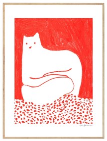 THE POSTER CLUB Autorský plakát Cat in Red by Cinzia Franceschini 30 x 40 cm, červená barva, papír