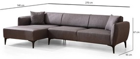 Designová rohová sedačka Beasley 270 cm tmavě šedá - levá