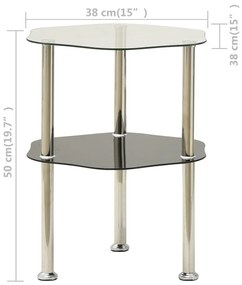 2patrový stolek průhledný a černý 38 x 38 x 50 cm tvrzené sklo - Default Title