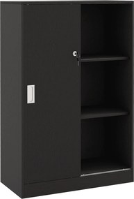 HOMCOM Zamykatelný kancelářský skříň s posuvnými dveřmi rozměry 80Š x 40H x 120V cm 2 police Dřevotříska Černá