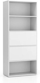 PLAN Vysoký kancelářský policový regál LAYERS, 2 boxy, 800 x 400 x 1905, bílá
