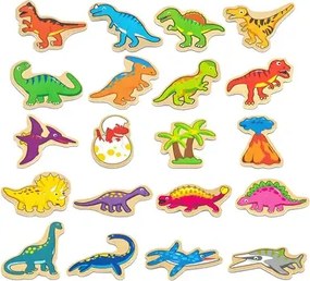 Dřevěné magnetky Dinosauři / Magnetická hra / 20 ks / dřevo, kov