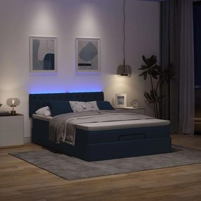 Osmanská postel s matrací &amp; LED modrá 140x190 cm látka 3312394
