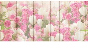 Obraz Růže a tulipány na dřevě