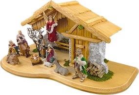 AMADEA Dřevěný osvětlený betlém s figurkami 60 cm