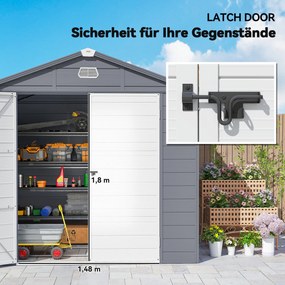 Outsunny kůlna na nářadí 4,1 m³, zahradní kůlna s jednoplášťovou střechou, 240 x 190 x 180/228 cm, kůlna na nářadí s uzamykatelnými dveřmi, okno, gar…