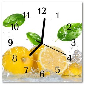 Nástěnné hodiny obrazové na skle - Citron a voda