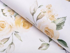 Biante Dekorační závěs TF-043 Žluté růže na bílém 140x220 cm