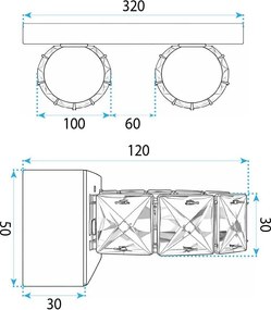 Toolight APP1936-2W, nástěnná LED svítilna, 320 mm, chromová, OSW-66070