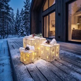 Solight sada 3 LED vánočních dárků bílá / Vánoční LED dekorace / 48x L