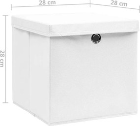 Úložné boxy s víky 10 ks 28 x 28 x 28 cm bílé 325210