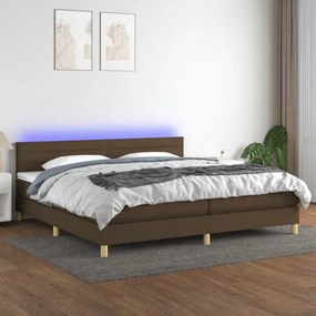 Box spring postel s matrací a LED tmavě hnědá 200x200 cm textil 3133824