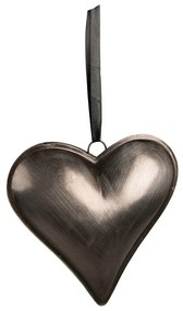 Šedé antik závěsné kovové srdce L - 23*4*22 cm