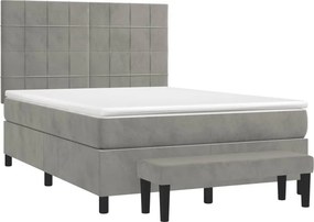 Box spring postel s matrací světle šedá 140x200 cm samet 3137845