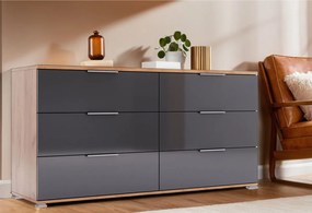 Komoda 6 šu Lava / dub kraft Luna