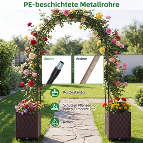 Costway 2 v 1 zahradní oblouk 230 cm růže oblouk s 2 samozavlažovacími květináči