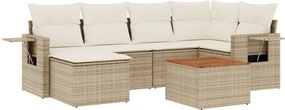 7dílná zahradní sedací souprava s poduškami béžová polyratan 3256996